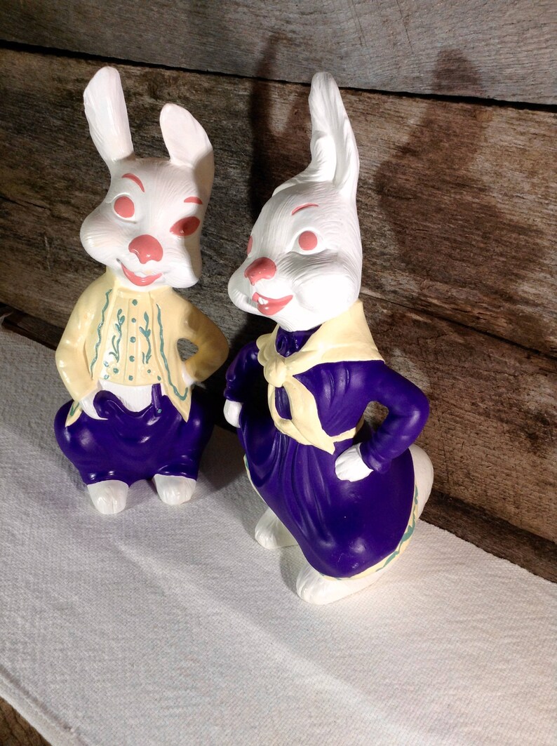 Large Ceramic Rabbits Easter Decor 1971 Molds Hand Painted - Etsy