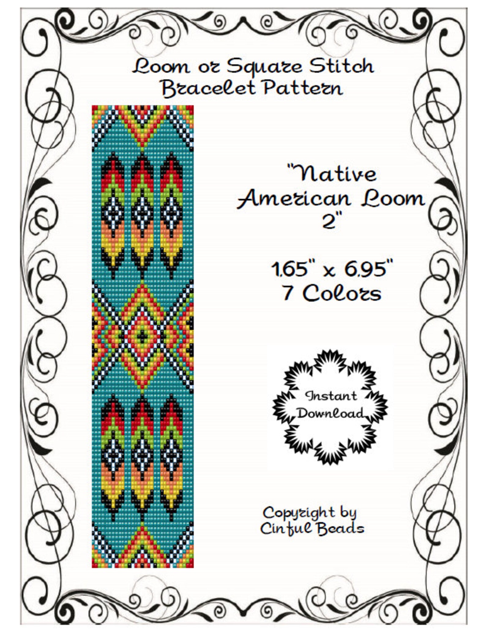 Loom or Square Stitch Bracelet Pattern-native American Loom Pattern ...