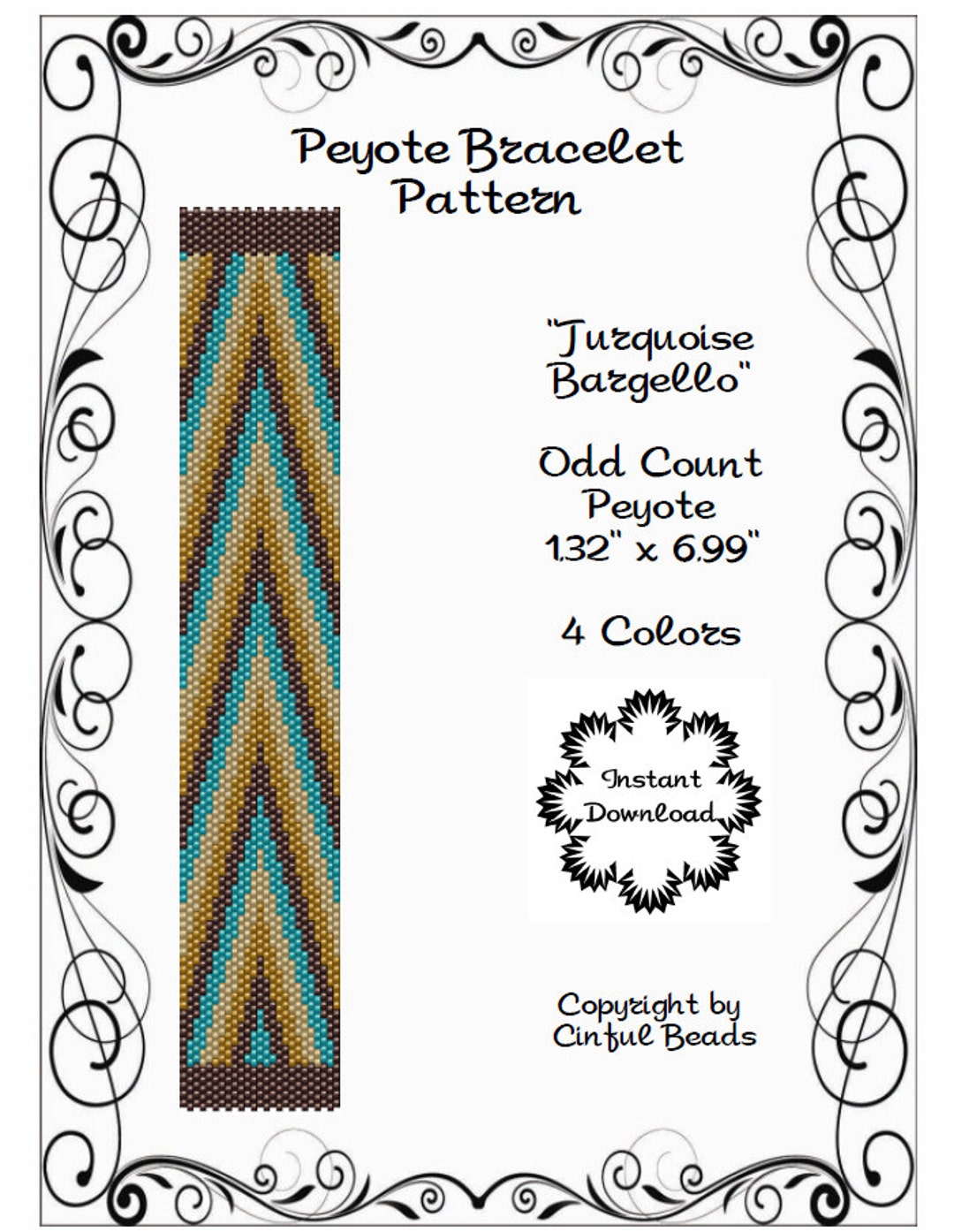 PEYOTE CUFF PATTERN - Peyote Bracelet- off Loom - Bargello - Miyuki 11/ ...