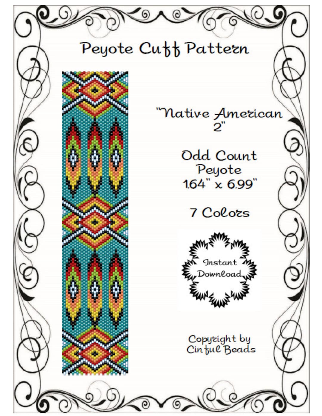 PEYOTE BRACELET Pattern-native American-peyote Cuff Pattern-southwest ...