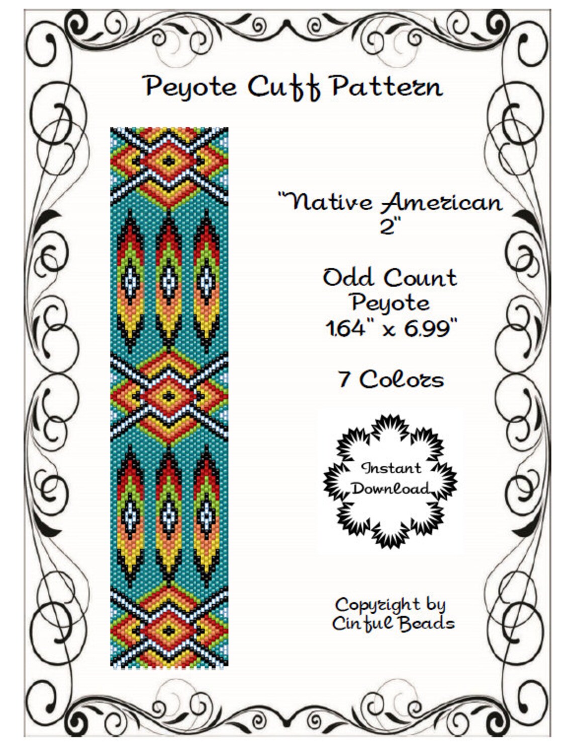 PEYOTE BRACELET Pattern-native American-peyote Cuff Pattern-southwest ...