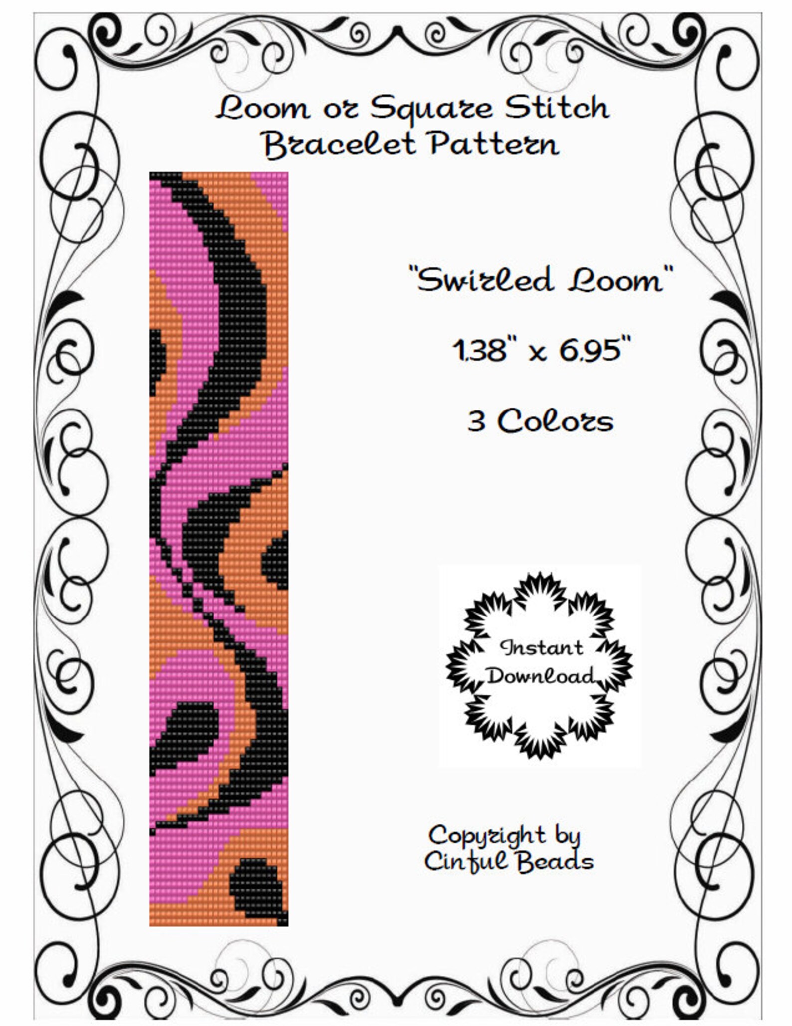 LOOM OR SQUARE Stitch Pattern - Swirl Loom Pattern - Square Stitch ...