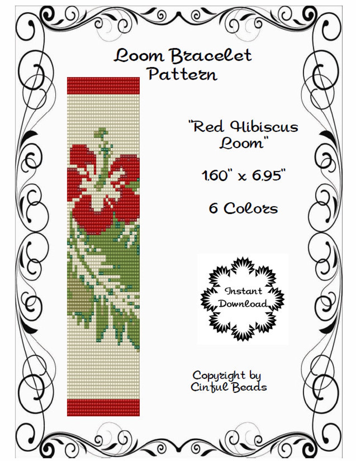 Loom Bracelet Pattern Red Hibiscus Loom Using Miyuki Delicas - Etsy