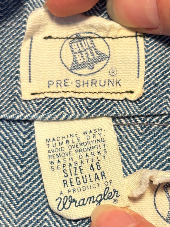 1960s Wrangler Blue Bell Pre-Shrunk Herringbone Twill… - Gem