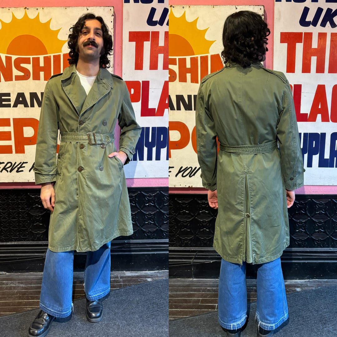 1950s Vietnam War US Army Overcoat OG-107 Military Trench Coat Size ...