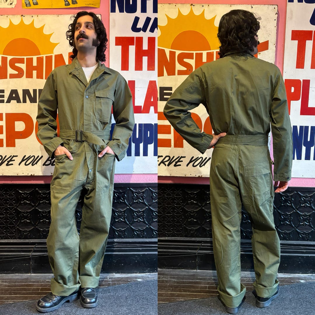 1940s WWII Herringbone Coveralls | Size 38 Long | 13 Star Buttons - Etsy