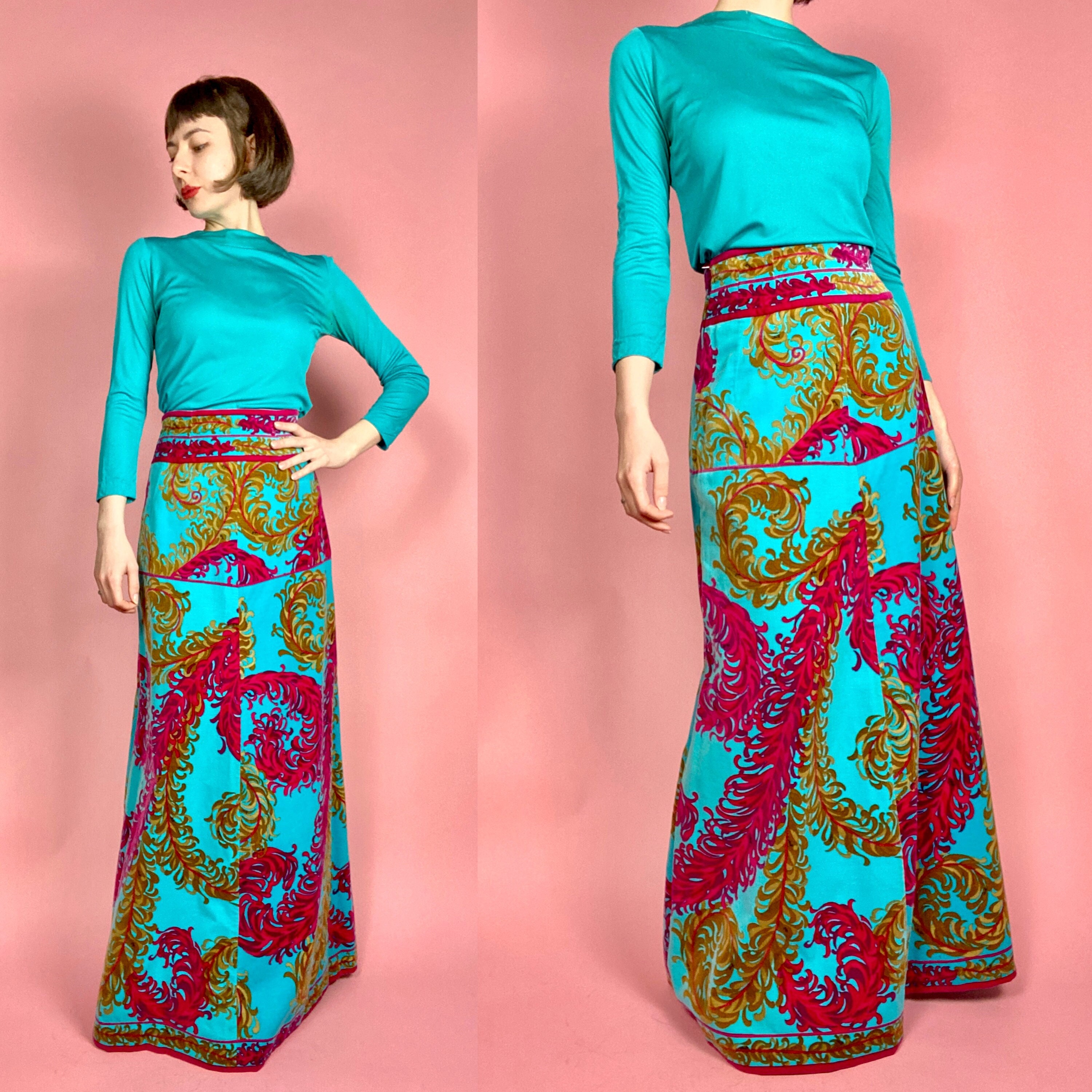 Early 1970s Emilio Pucci Velvet Four Panel Skirt 25 Waist - Etsy
