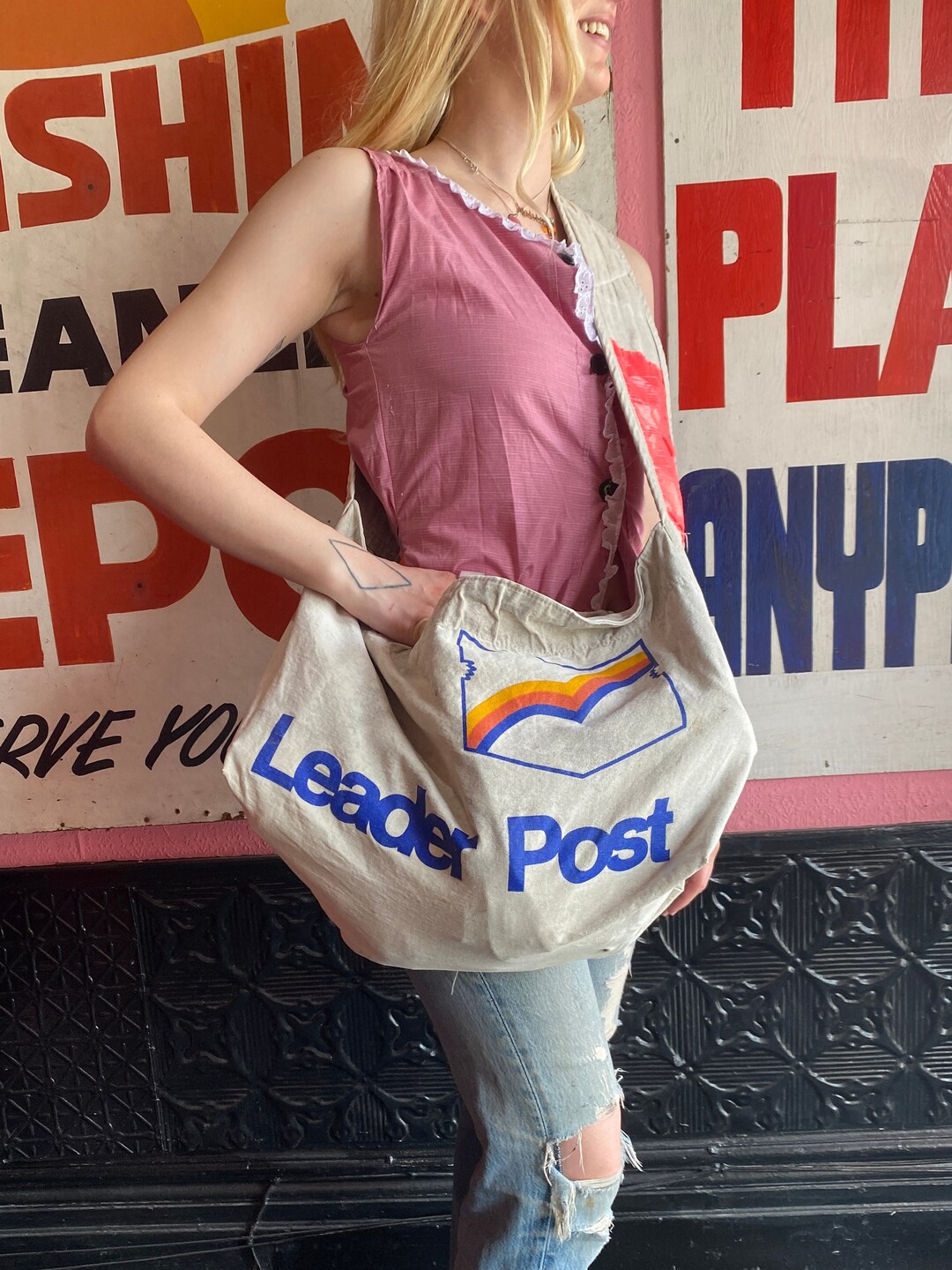 1980s Canvas "leader Post" Newspaper Delivery Bag - Etsy