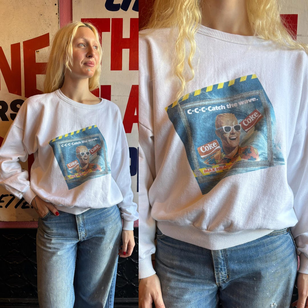 1980s Coke Max Headroom White Crewneck | Labeled as One Size - Etsy