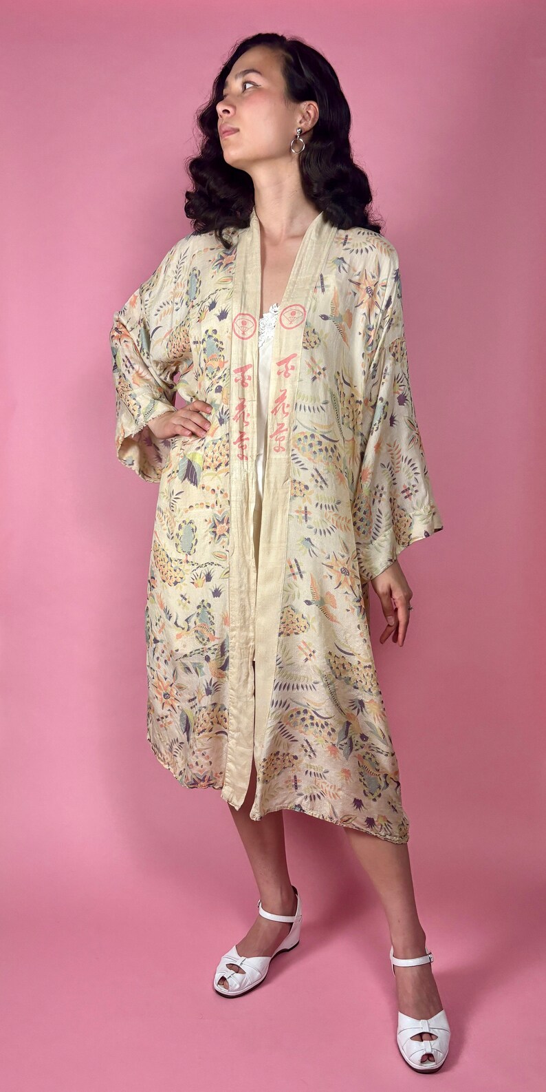 Antique 1920s Pongee Silk Art Deco Lounging Robe Size Small to Medium ...