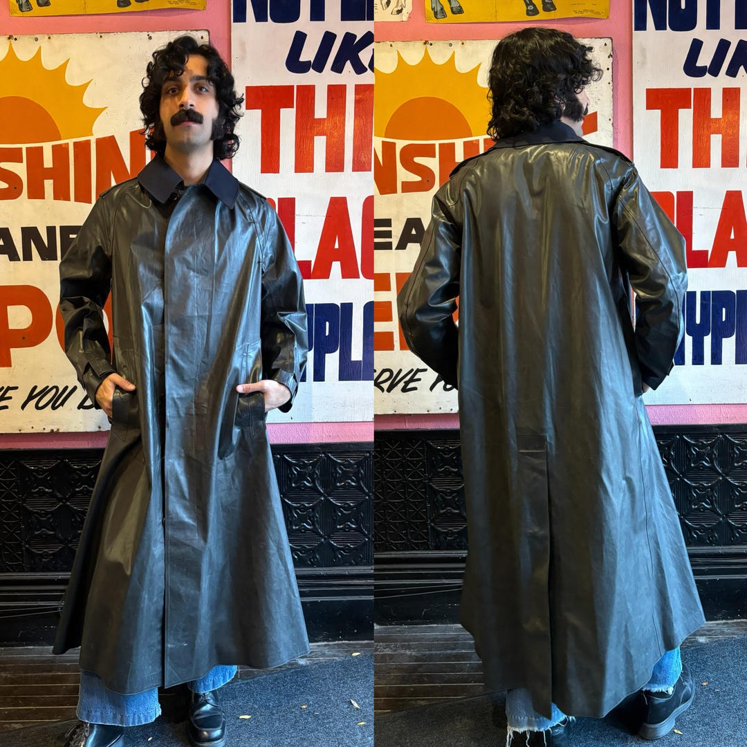 1960s RCMP Black Rubber Slicker Full Length Jacket Fit Men's M-L - Etsy