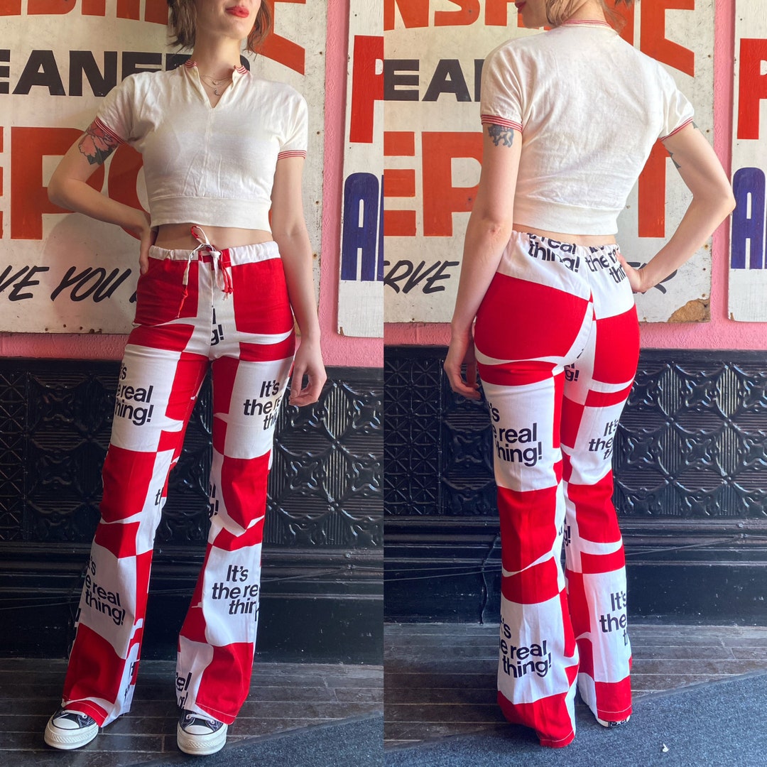 1970s Rare Collectable Flared High Waisted Coca-cola Pants | Size Small ...