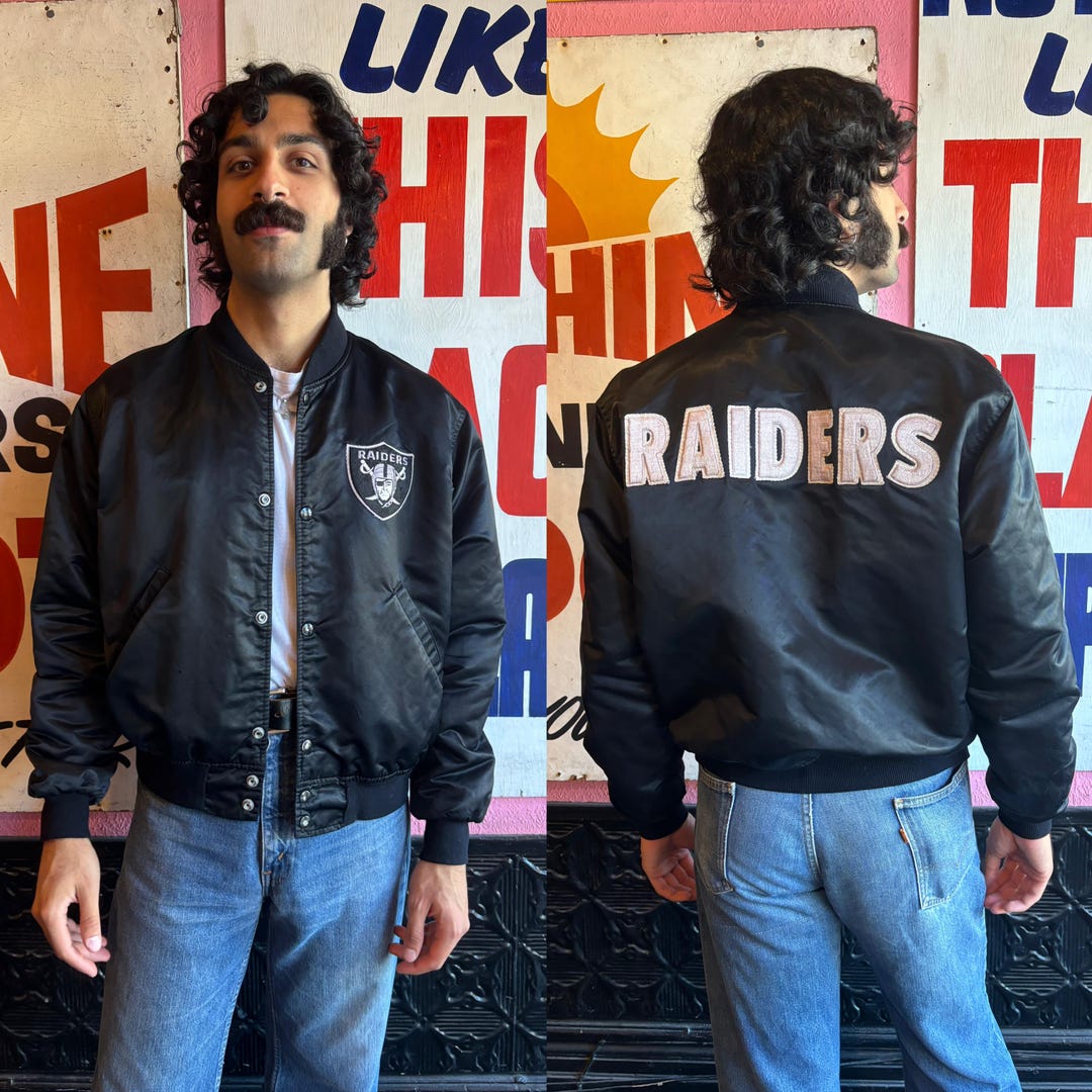 1980s LA Raiders Black Satin Bomber Size Large - Etsy