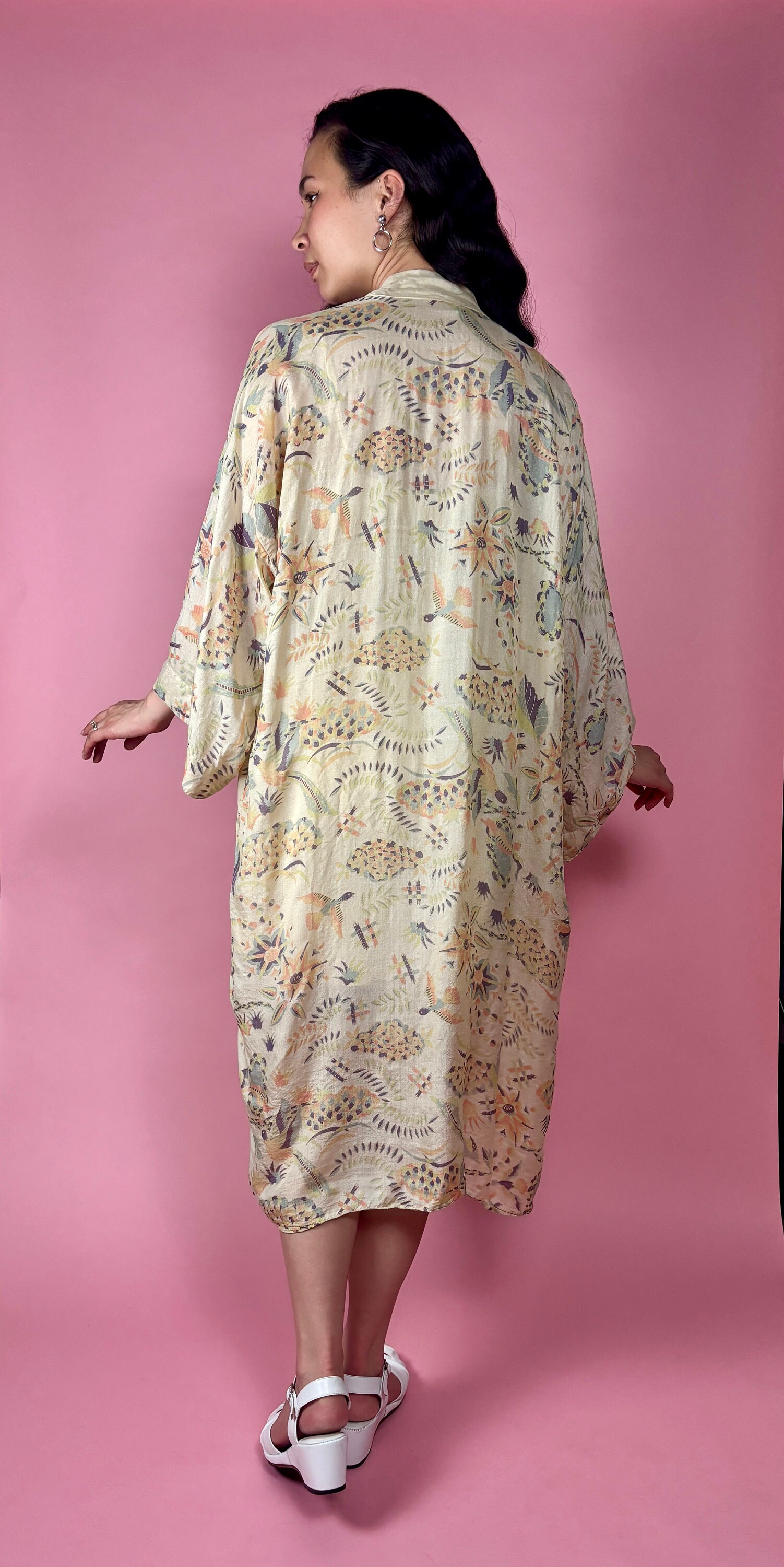 Antique 1920s Pongee Silk Art Deco Lounging Robe Size Small to Medium ...