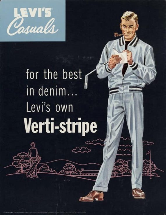 Original 1950s Levi's Casuals Label Vertistripe Bombe… - Gem