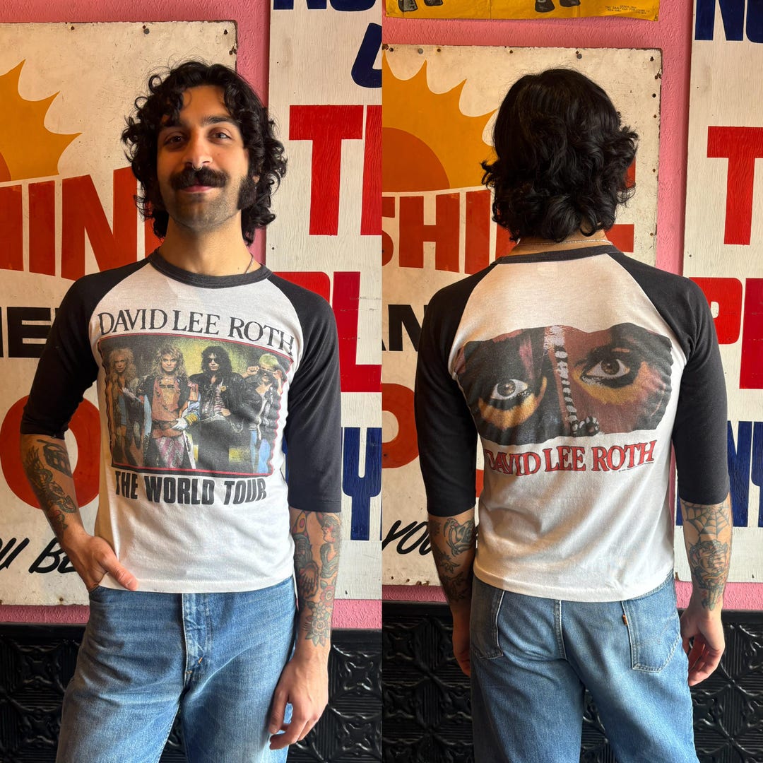 1986 David Lee Roth the World Tour Raglan Shirt Size Medium - Etsy