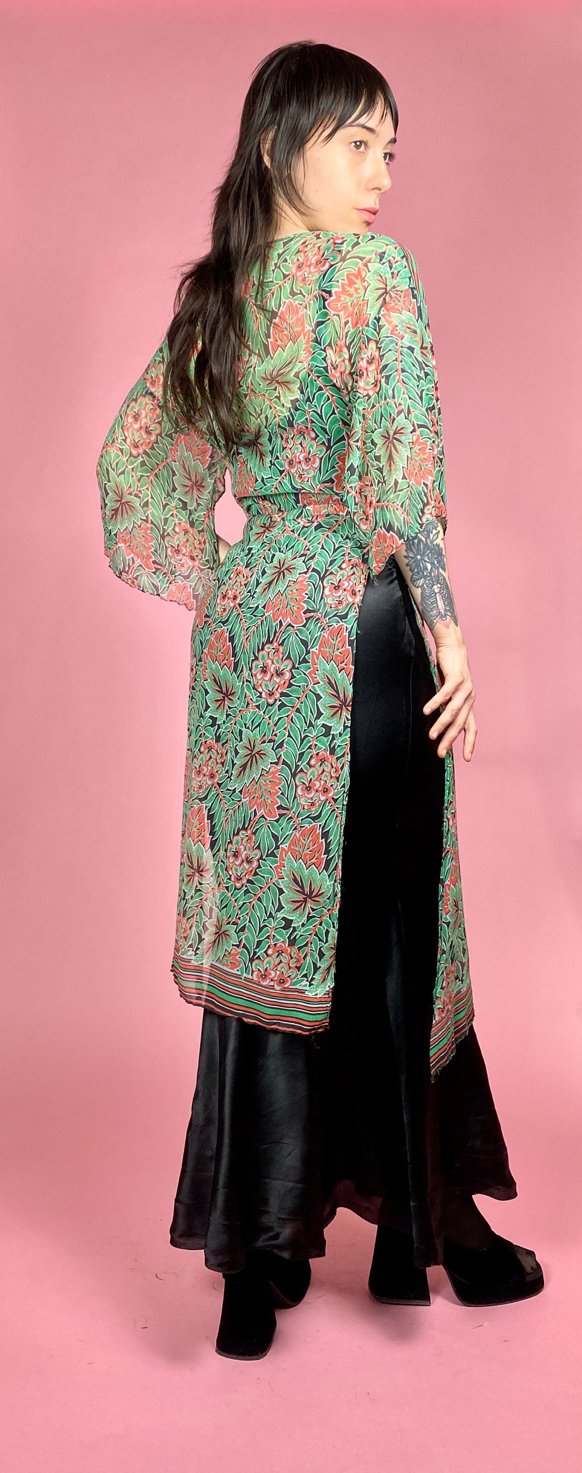 1930s Ethereal Sheer Crepe Rayon Floral Printed Tunic | Free Size - Etsy