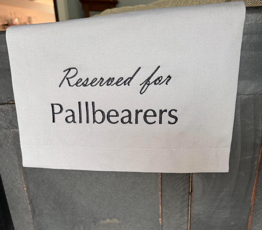 Fabric Reserved Sign, Pallbearers, Pew Sash, Pew Sign, Chair Scarf ...