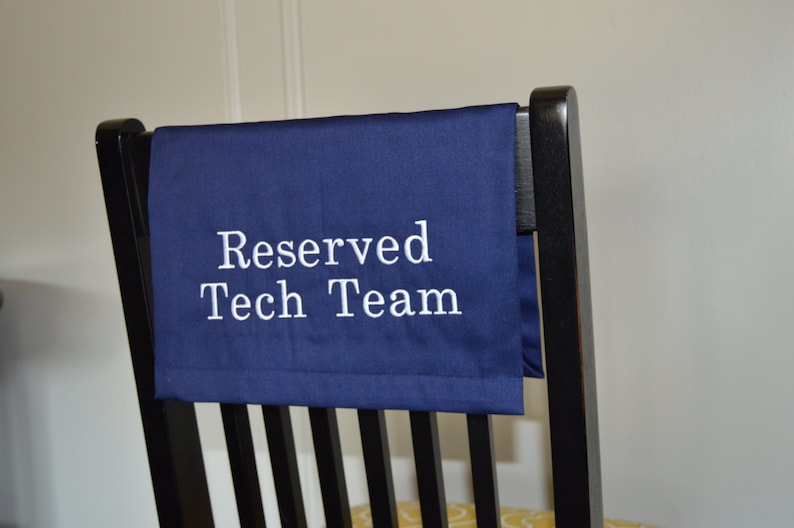 Custom Embroidered Fabric Reserved Sign, Tech Team Seating for Church ...