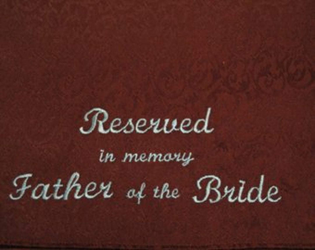 Reserved in Memory Wedding Pew Sash, Embroidered Fabric Chair Drape - Etsy