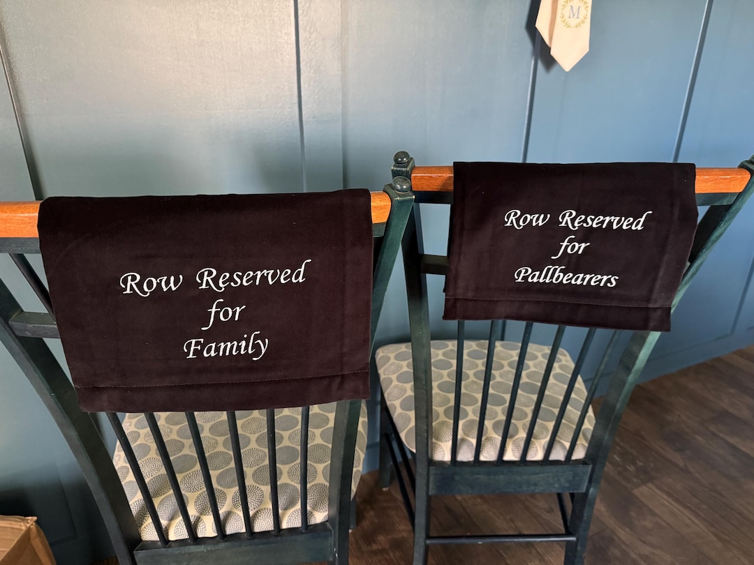 Funeral Reserved Signs, Embroidered Black Velvet, Family/pallbearers - Etsy