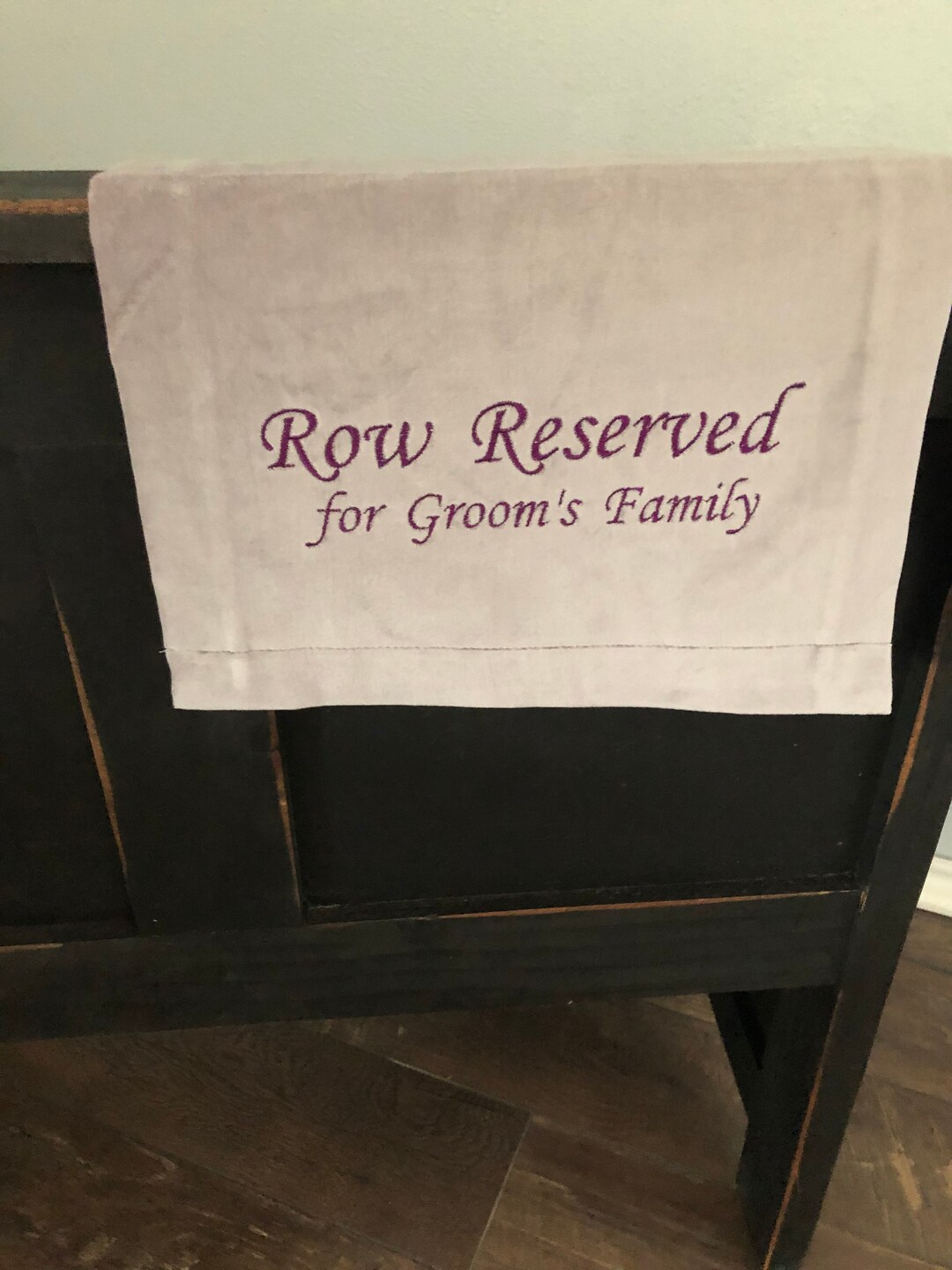 Custom Embroidered Wedding Pew Sash, Reserved Seating Sign - Etsy
