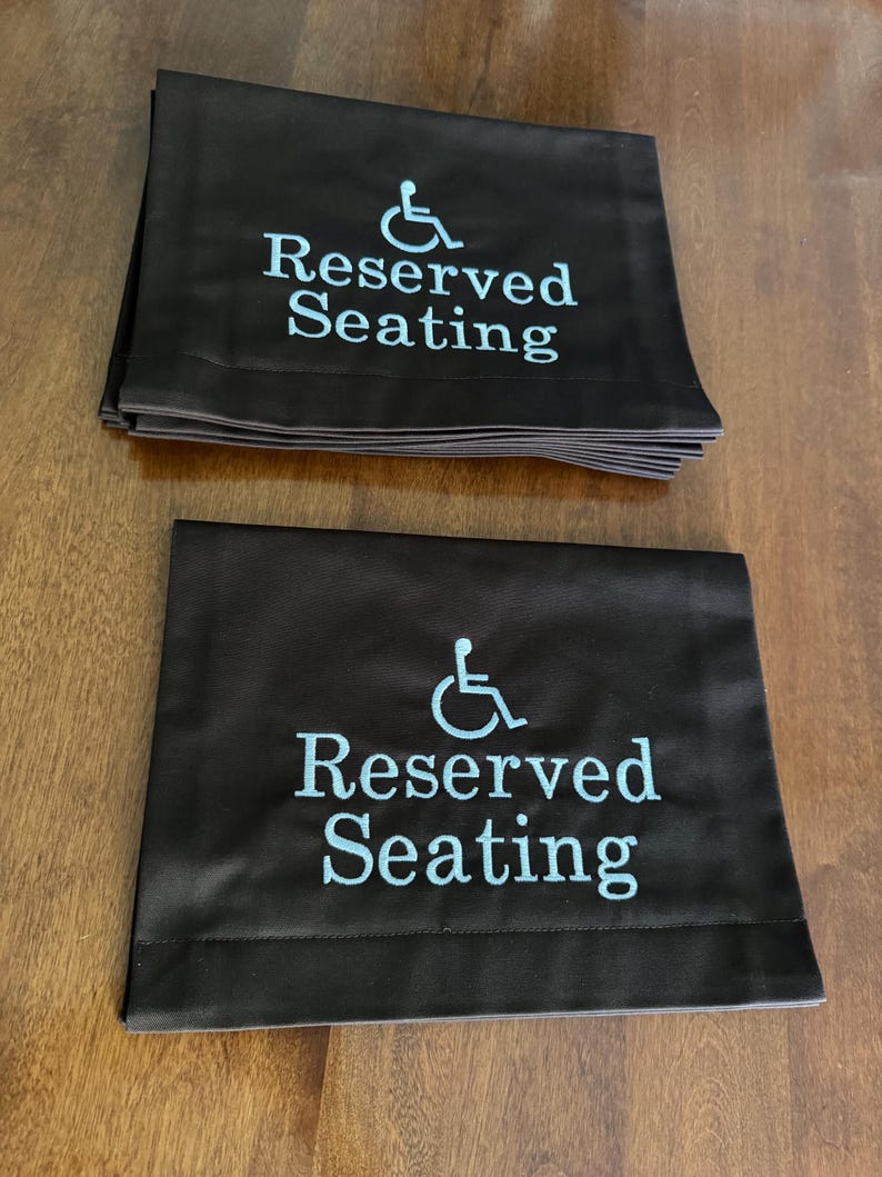 Handicap Reserved Seating Sign, Brown Twill Fabric, White Embroidery - Etsy