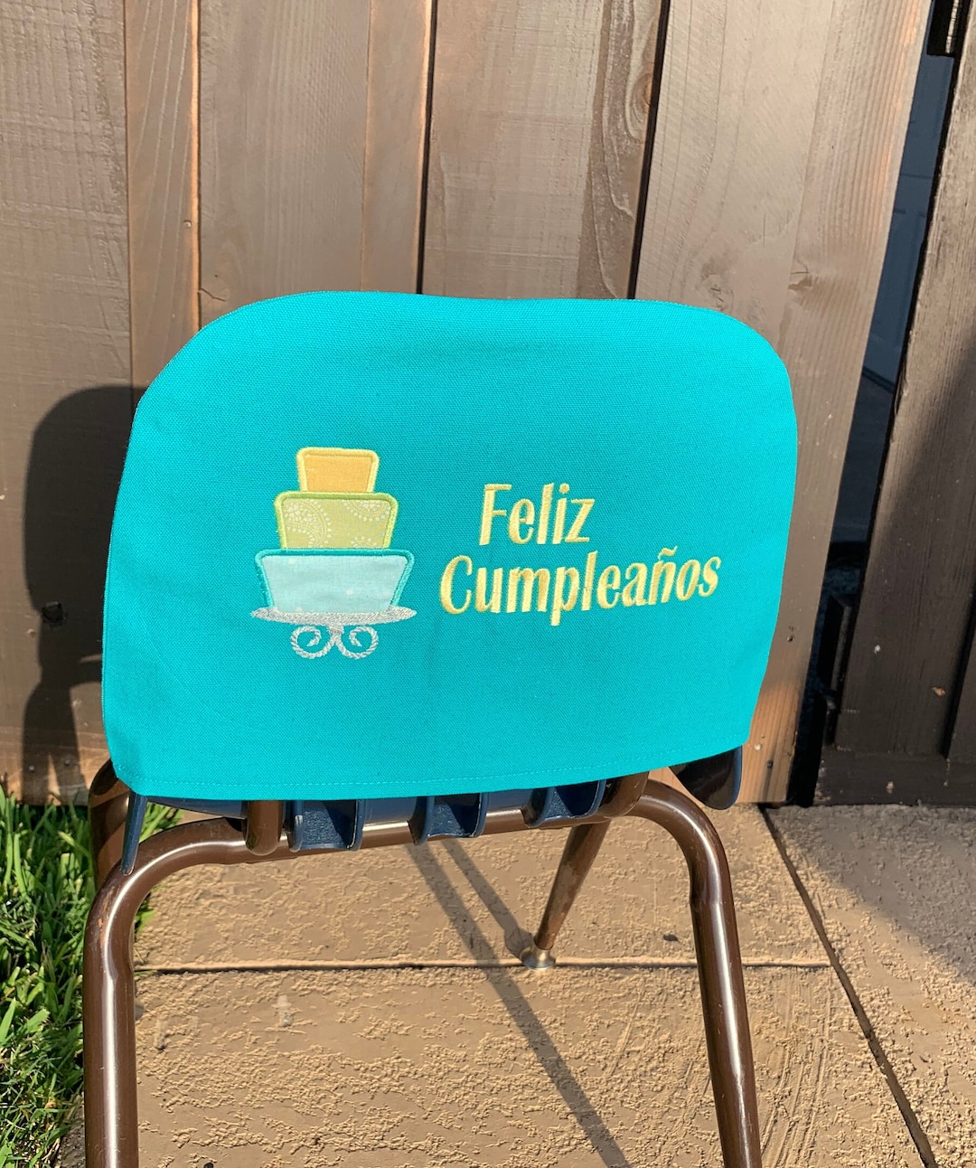 Feliz Cumpleanos Birthday Chair Cover Teal Classroom Celebration