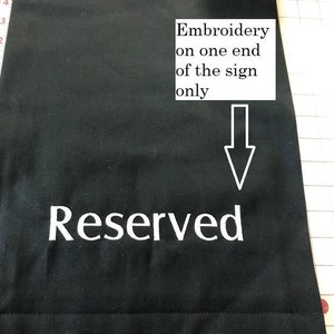 Custom Embroidered Fabric Reserved Sign, Event Seating Marker - Etsy