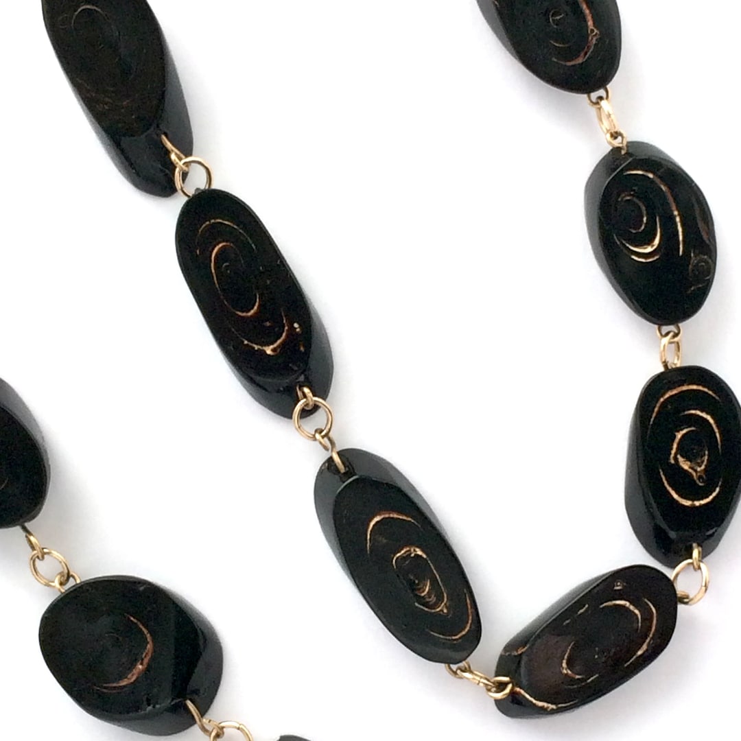 Black Coral Vintage Necklace Gold Filled Jewelry Etsy