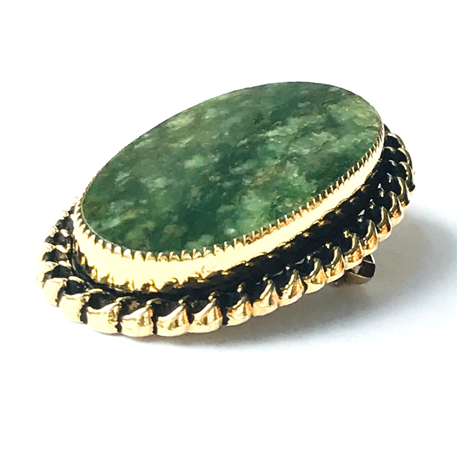 Vintage Jade Brooch Gold Filled Jewelry Oval Nephrite | Etsy
