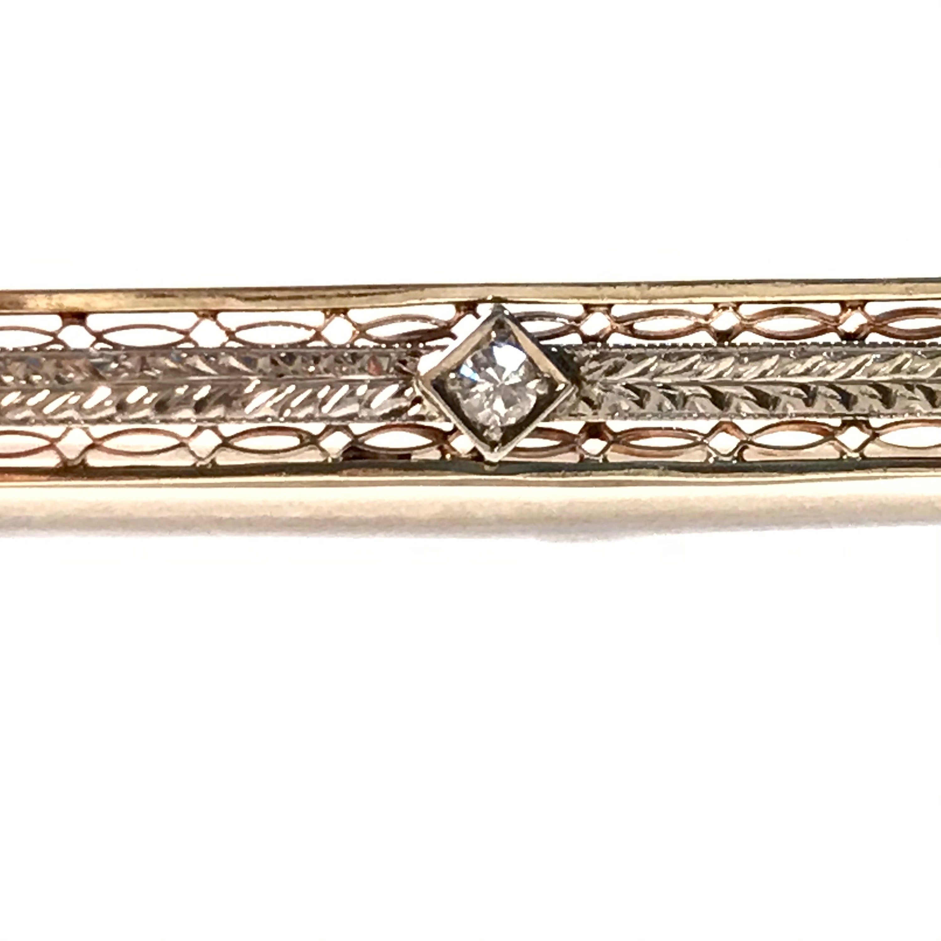 Antique Art Deco Bar Brooch Diamond 10K Gold by Krementz | Etsy
