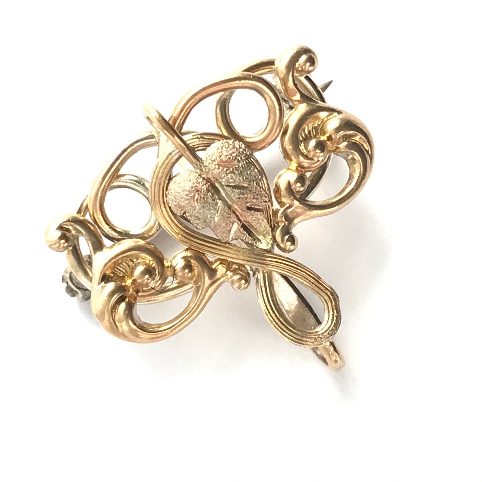 Antique Watch Pin Locket Brooch Art Nouveau 10K Gold | Etsy