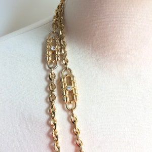 Double Chain Necklace Set, Convertible Gold Tone Paper Clip Chains With ...