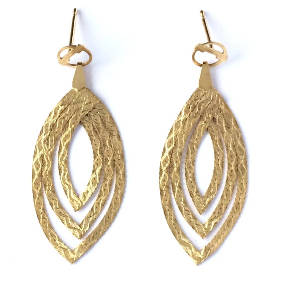 Gold Chain Earrings Made in Italy, Herringbone Chain,… - Gem