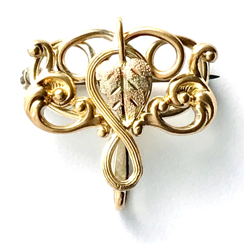 Antique Watch Pin Locket Brooch Art Nouveau 10K Gold | Etsy