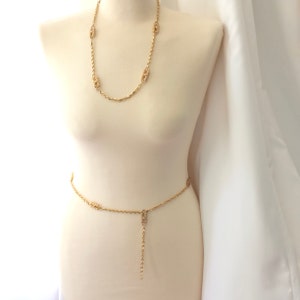 Double Chain Necklace Set, Convertible Gold Tone Paper Clip Chains With ...
