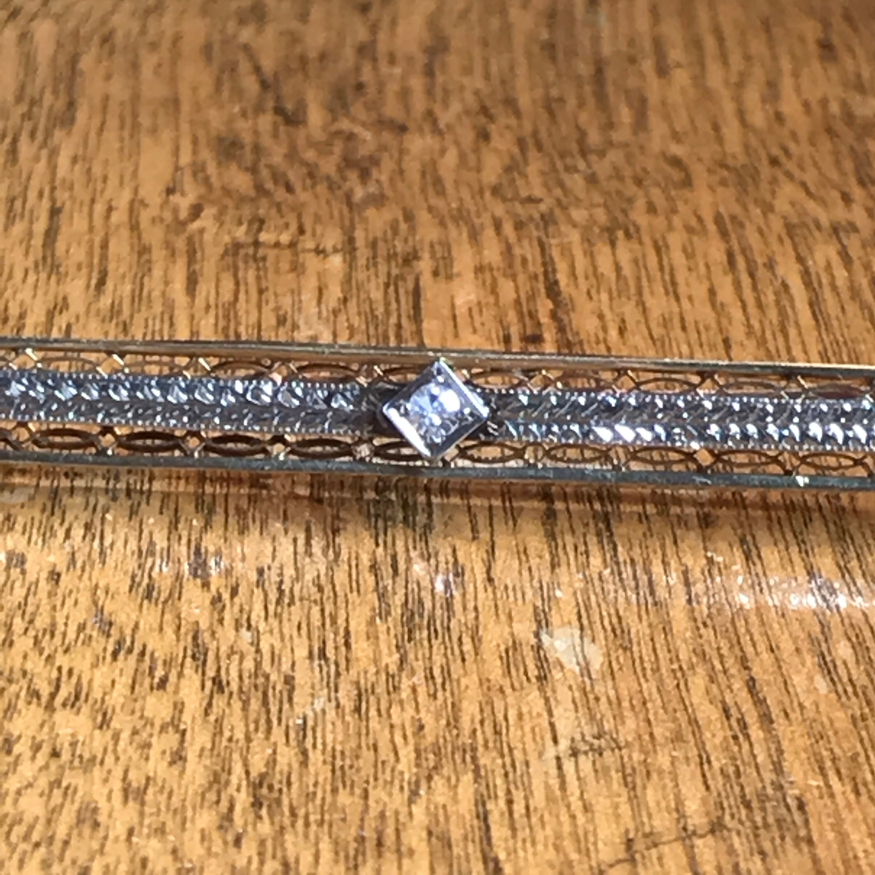 Antique Art Deco Bar Brooch Diamond 10K Gold by Krementz | Etsy