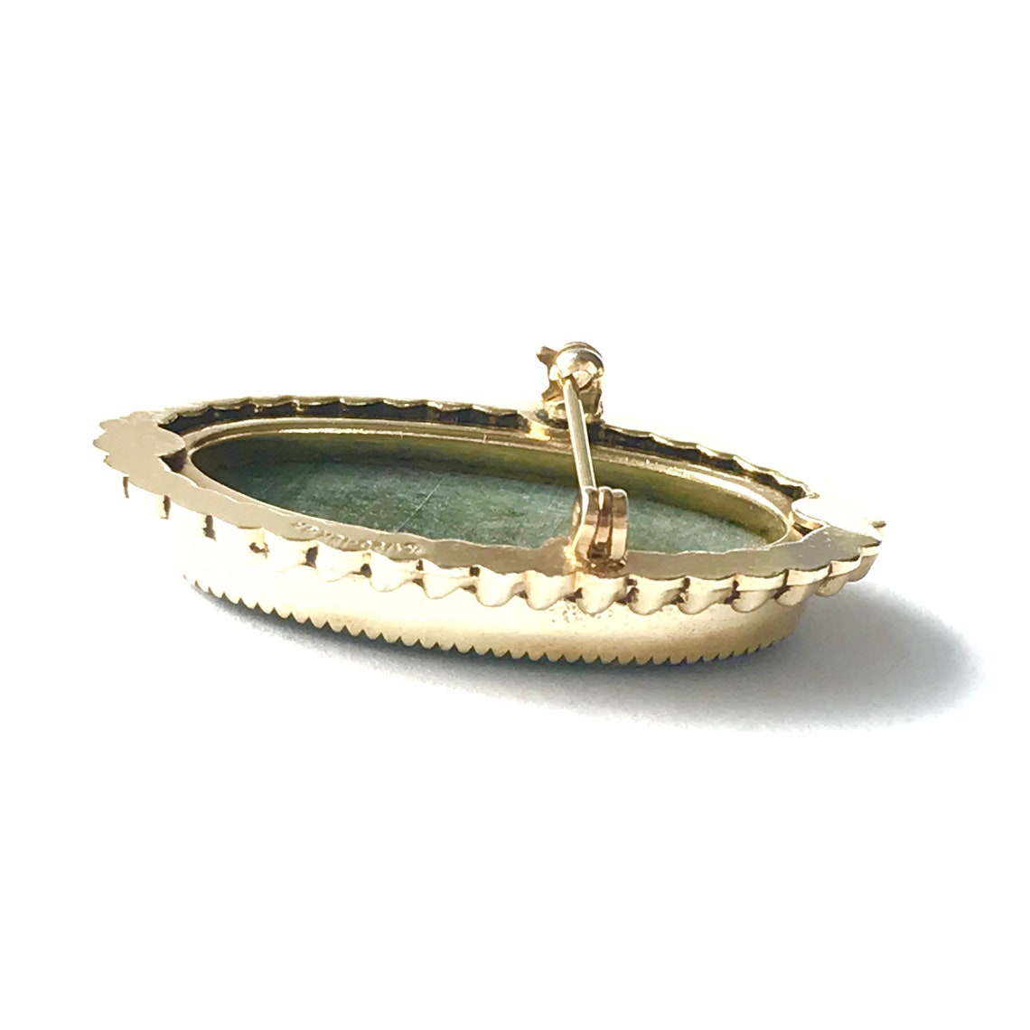 Vintage Jade Brooch Gold Filled Jewelry Oval Nephrite | Etsy