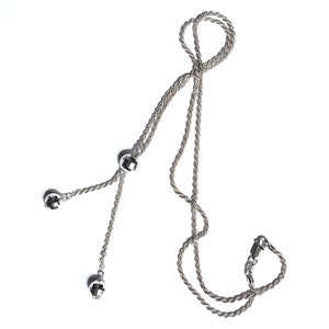 Vintage Silver Disco Ball Necklace, Sterling Rope Chain Bolo With ...