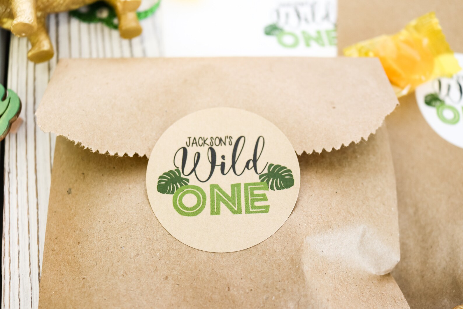 Wild One First Birthday Stickers and Favor Bags Jungle Party - Etsy