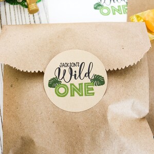 Wild One First Birthday Stickers and Favor Bags Jungle Party Favor Bags ...