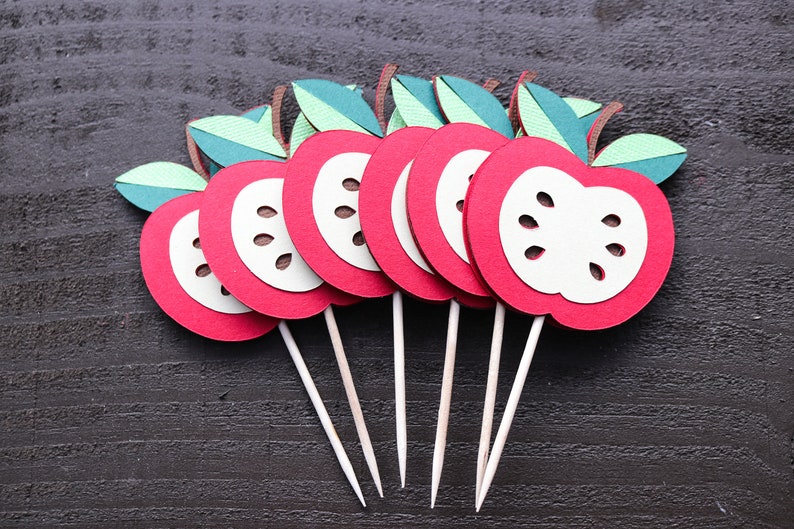 Apple Cupcake Toppers for Party Decoration Apple Party - Etsy