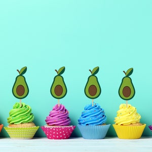 Avocado Cupcake Toppers for Party Decoration - Avocado Party ...