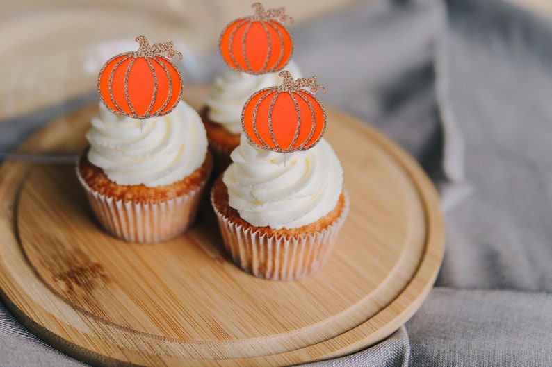 Pumpkin Cupcake Toppers for Party Decoration Little Pumpkin - Etsy