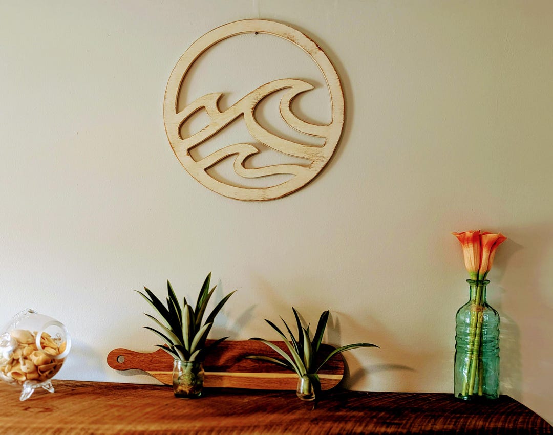 Wood Beach Wave Wall Art | Beach House Wall Decor | Relaxing Coastal ...