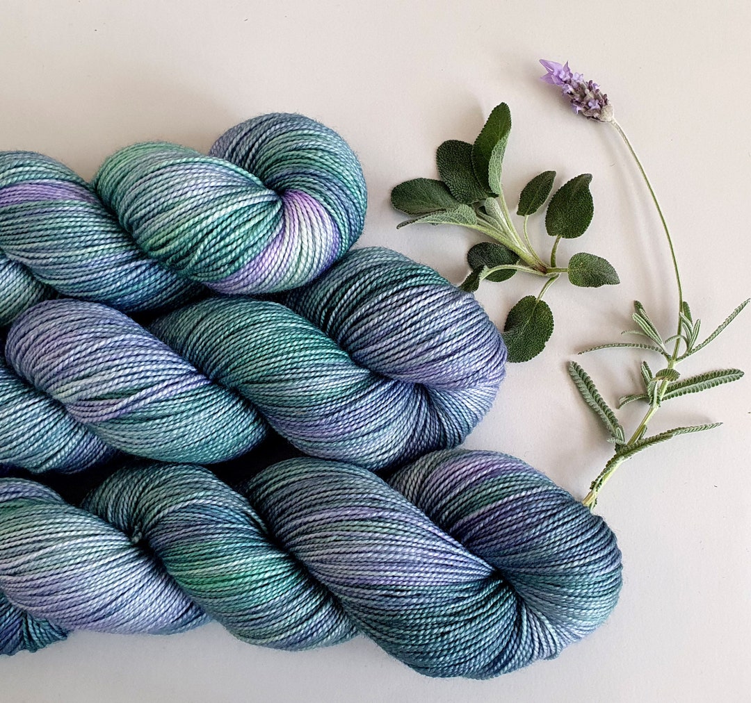 Hand Dyed Sage Lavender Merino/silk Fingering Weight Yarn - Etsy Australia