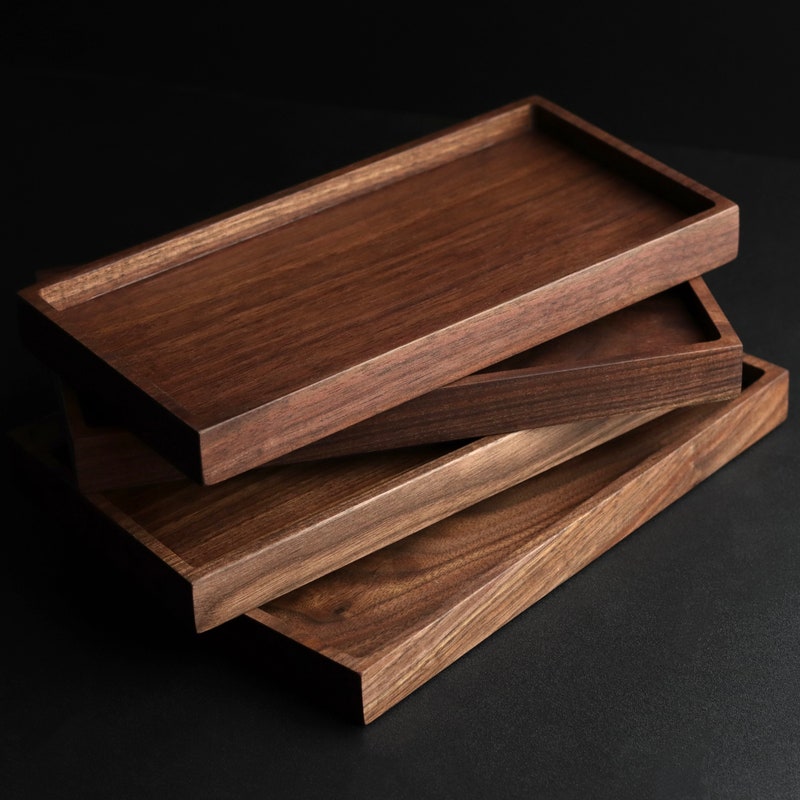 Rectangle Wood Box Tray Walnut - Etsy