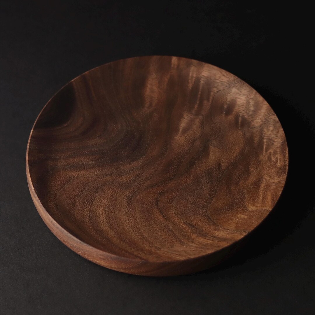 6.25" Black Walnut Wood Tray, Shallow Bowl, Woodturned on Wood Lathe ...