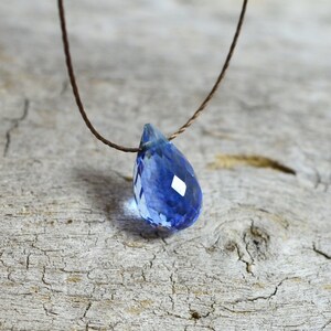 Floating Kyanite Necklace, Silkon Thread Barely There Dainty Sapphire ...